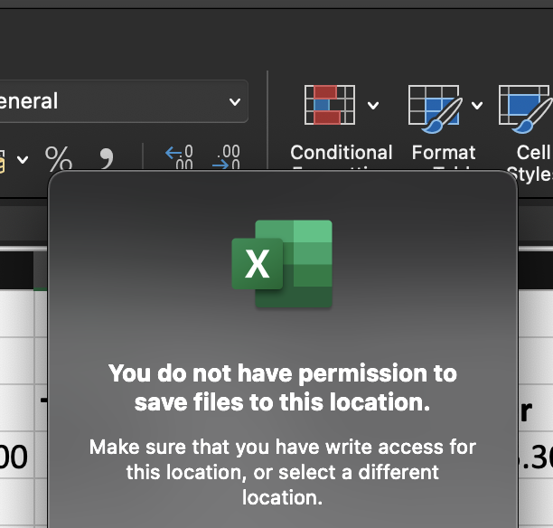 Excel - No permission to save files in ANY location | Microsoft Community Hub